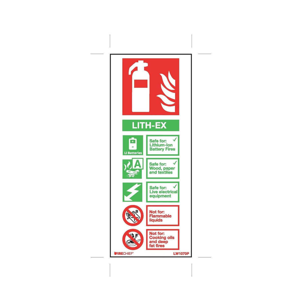 Firechief Lith-Ex Fire Extinguisher ID Sign (Part Code: LW1070P ...
